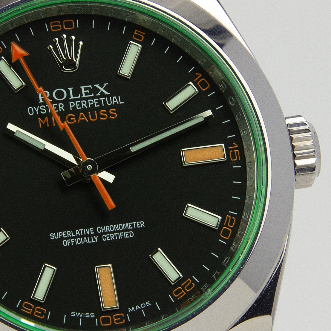 Rolex Oyster Perpetual Milgauss Stainless Steel 116400GV | Luxe Watches