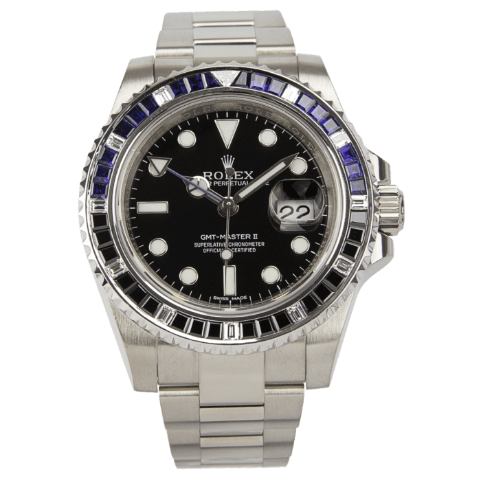 Rolex Oyster Perpetual GMT-Master II 18kt White Gold Factory Gem Set ...