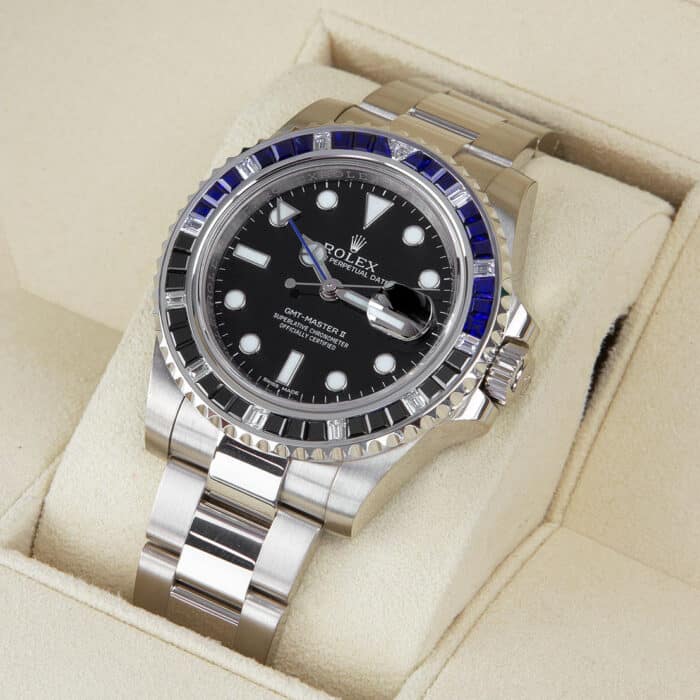 Rolex Oyster Perpetual GMT-Master II 18kt White Gold Factory Gem Set ...